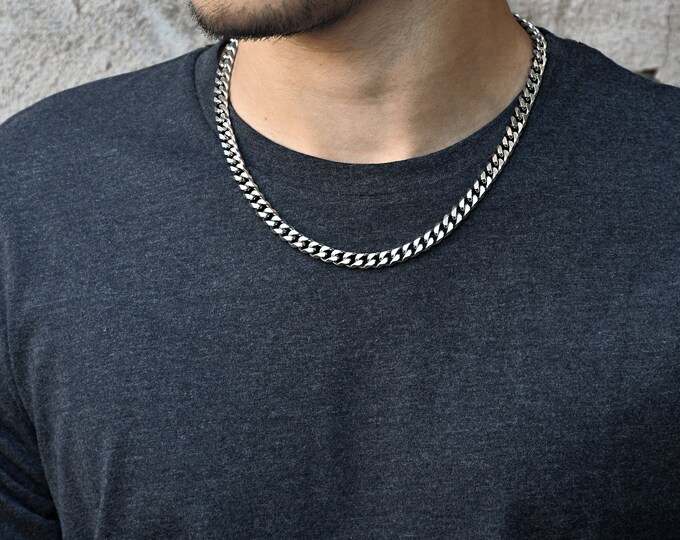 Cuban Chain for Men, Heavy Stainless Steel Non Tarnish Waterproof ...