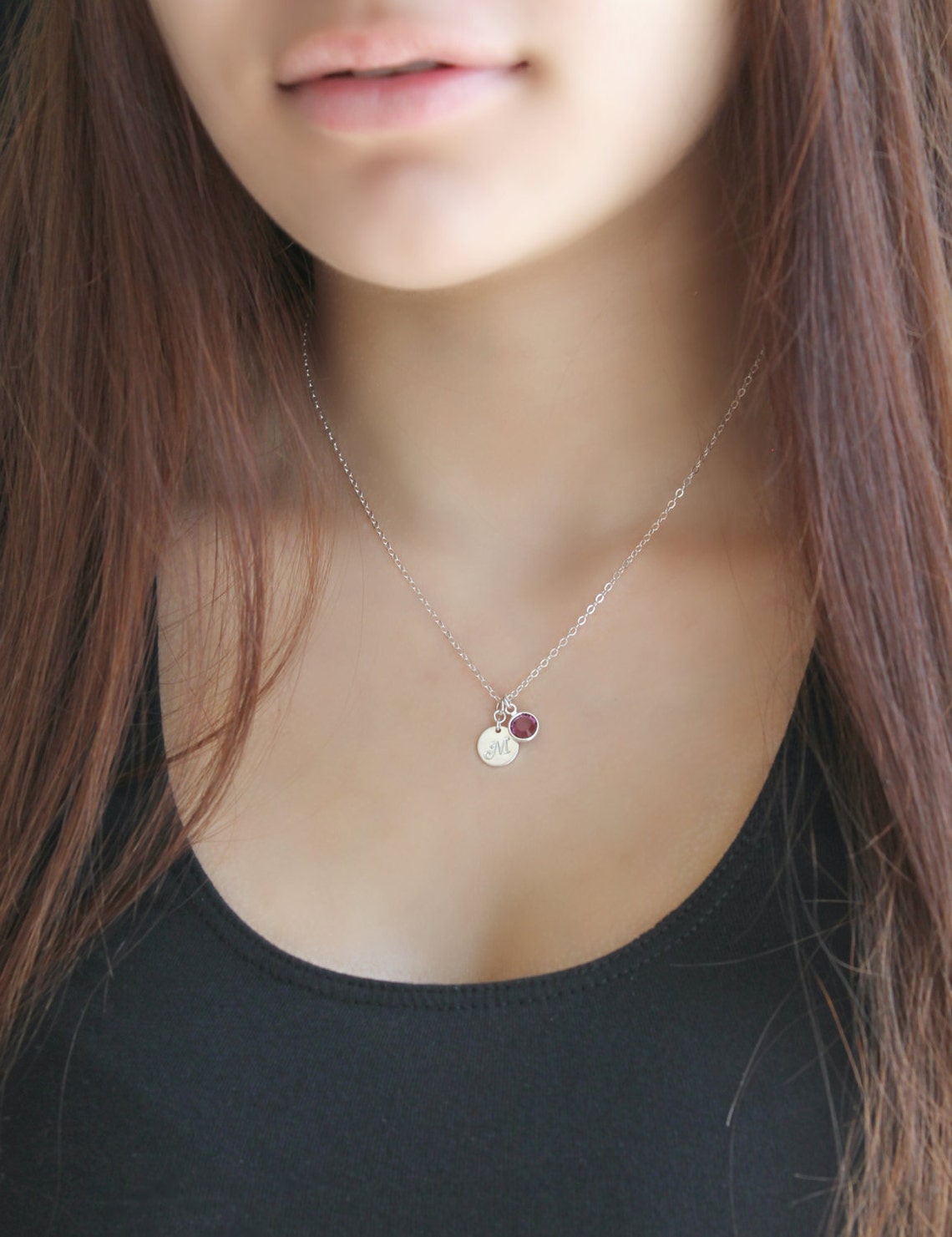 Personalized Sterling Silver Necklace With Custom Stamped Initial Disc ...