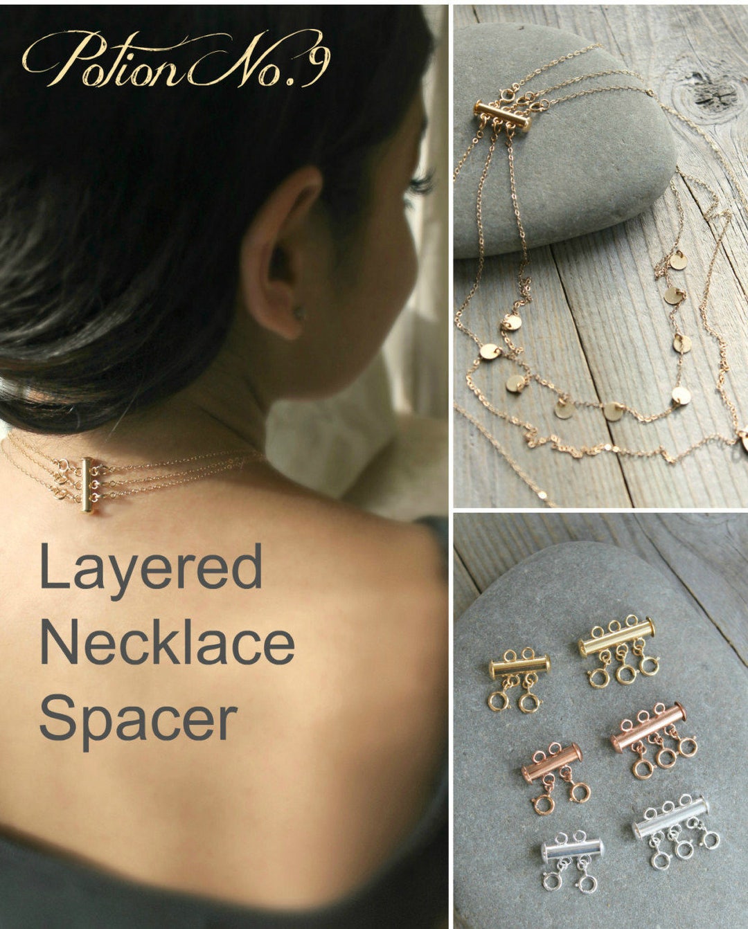 Layered Necklace Spacer Clasp, Gold, Silver or Rose Gold, No More ...