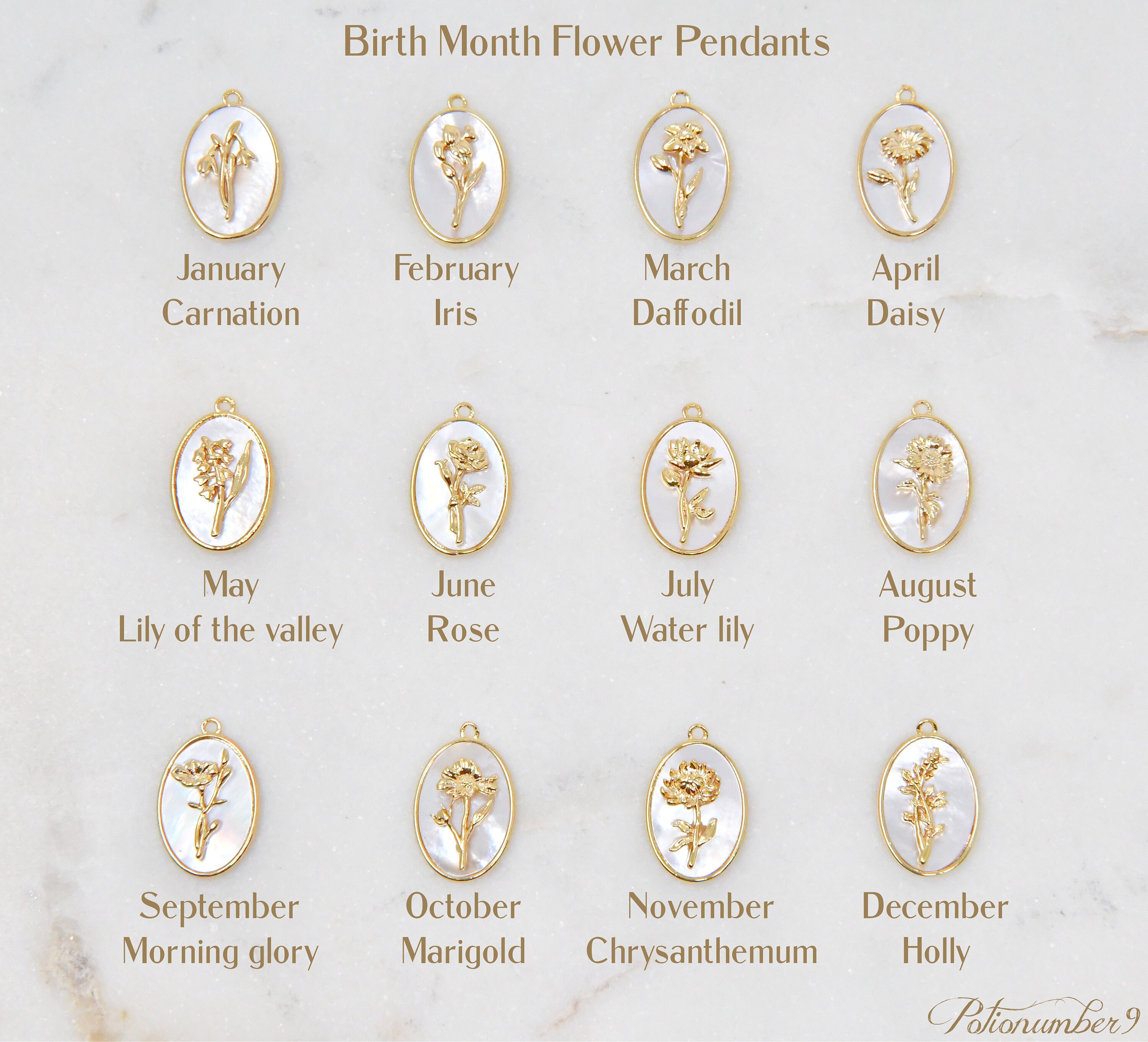 Birth Month Flower Necklace 14k Gold Filled Chain Mother of | Etsy