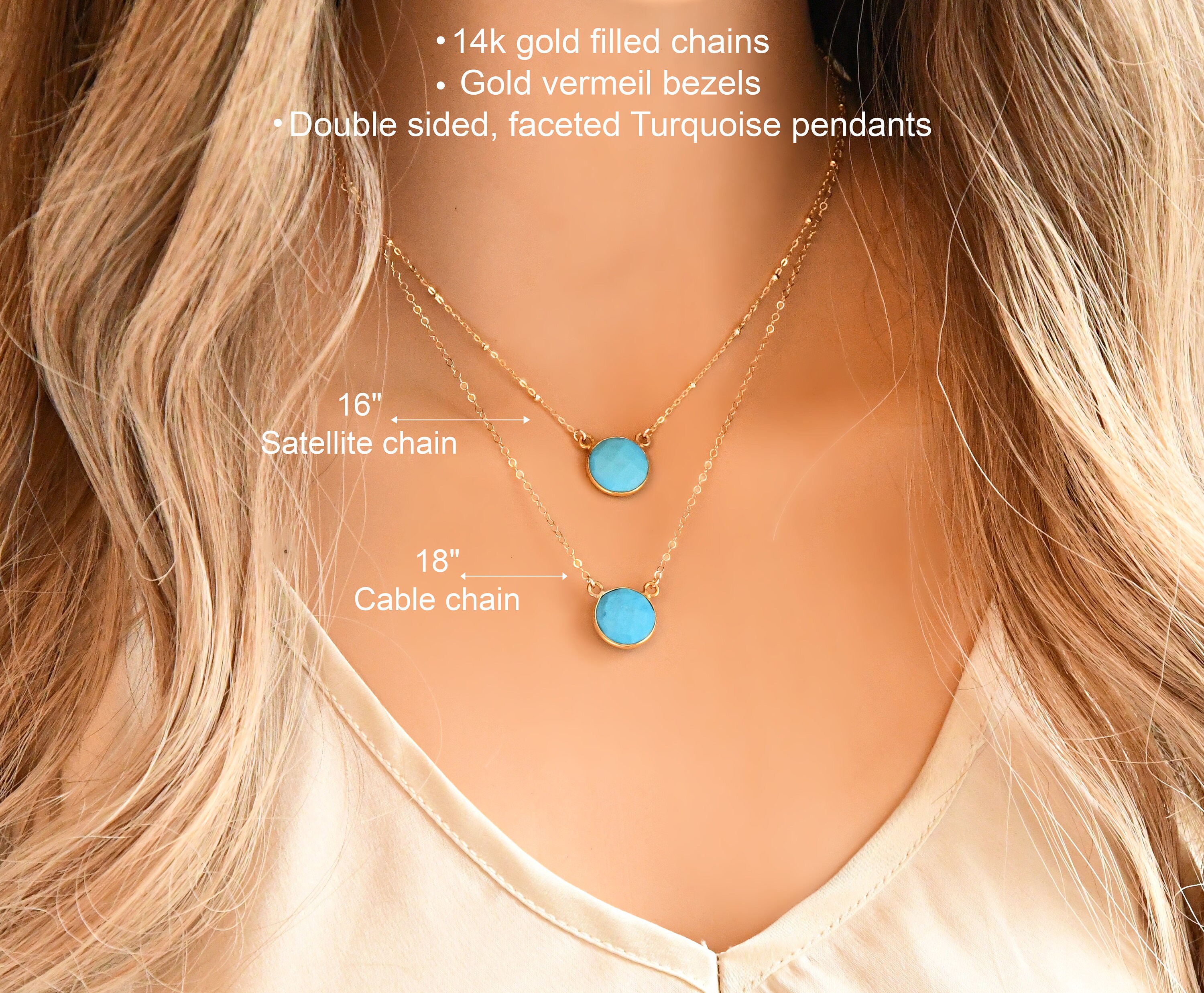 Turquoise Necklace 14K Gold Filled Chain Genuine Turquoise - Etsy Canada