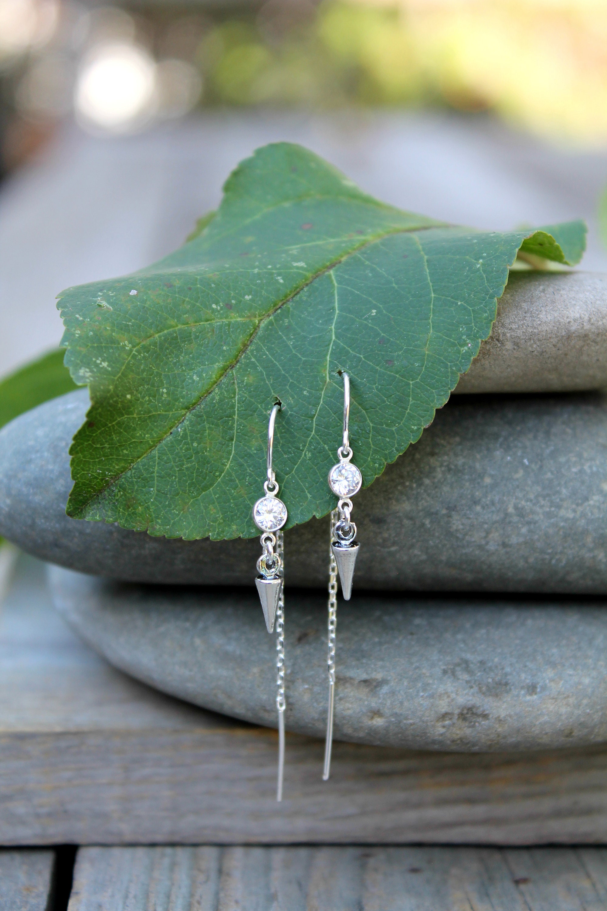 Silver Threader Earring 925 Sterling Silver Threaded Thread - Etsy