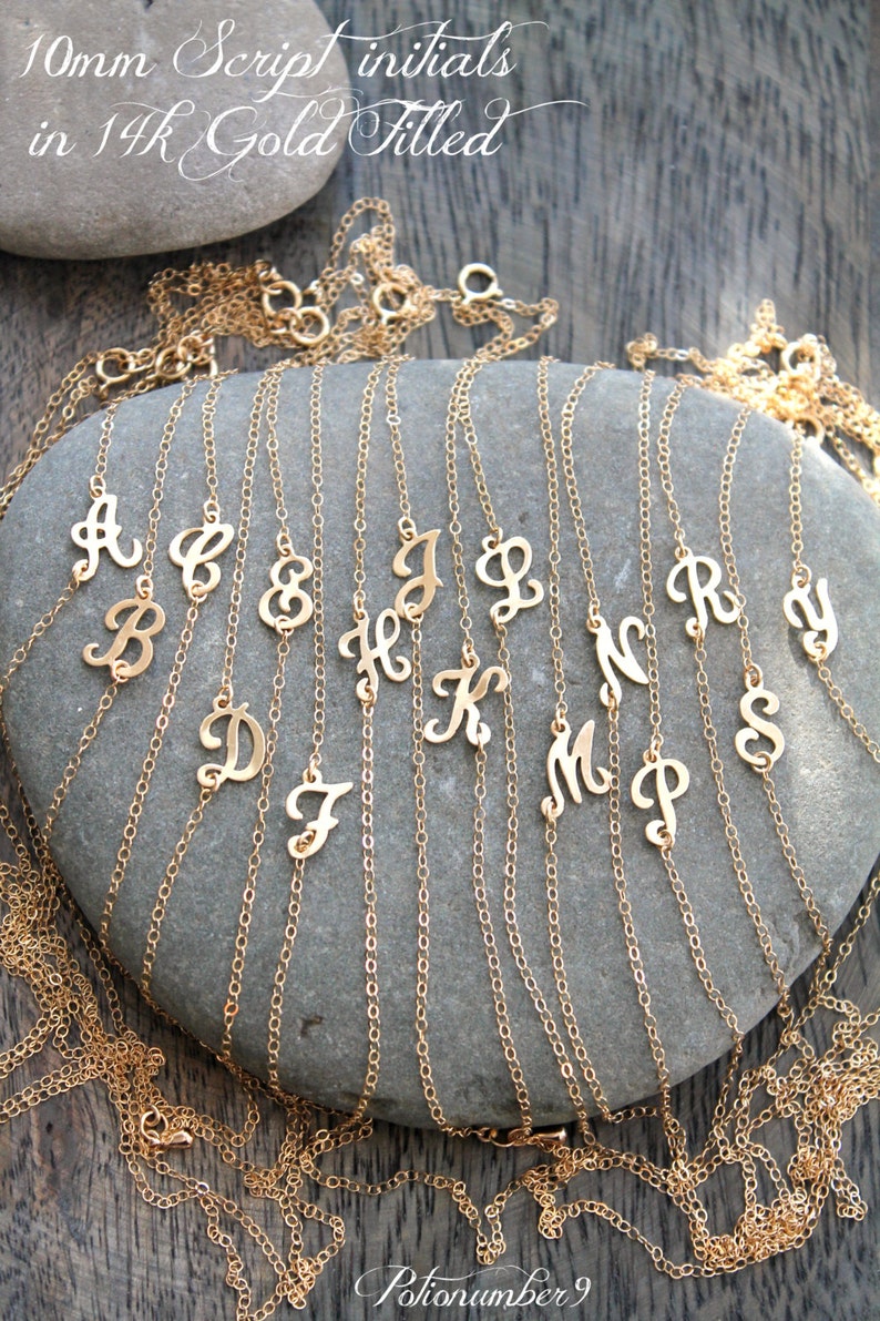 Script Letter Bracelet Personalized Initial Bracelet 14k - Etsy