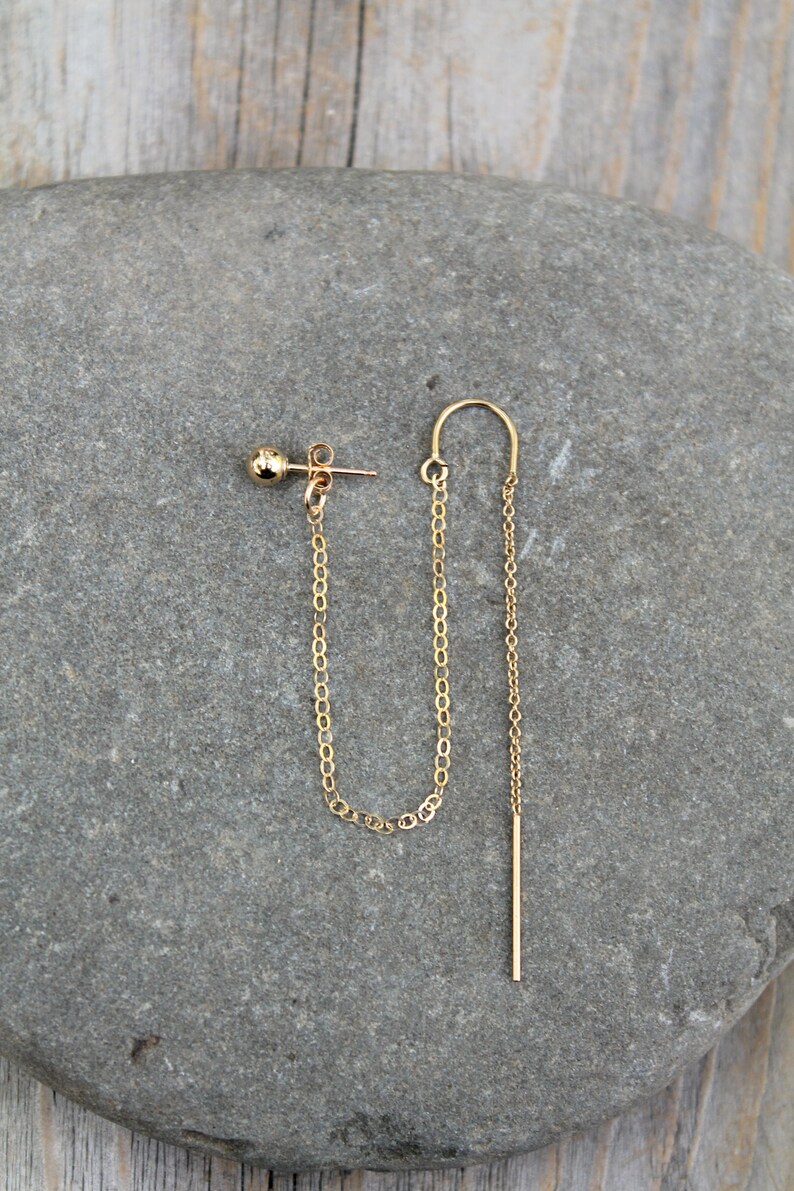 2-piercings Set Threader Earrings 14k Gold Filled Threaded - Etsy Canada