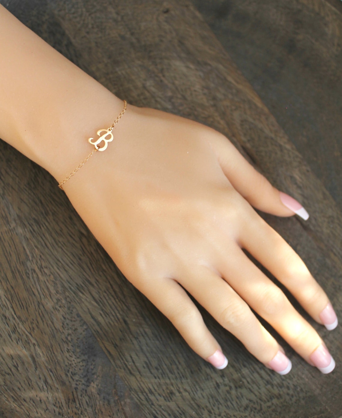 Script Letter Bracelet Personalized Initial Bracelet 14k | Etsy
