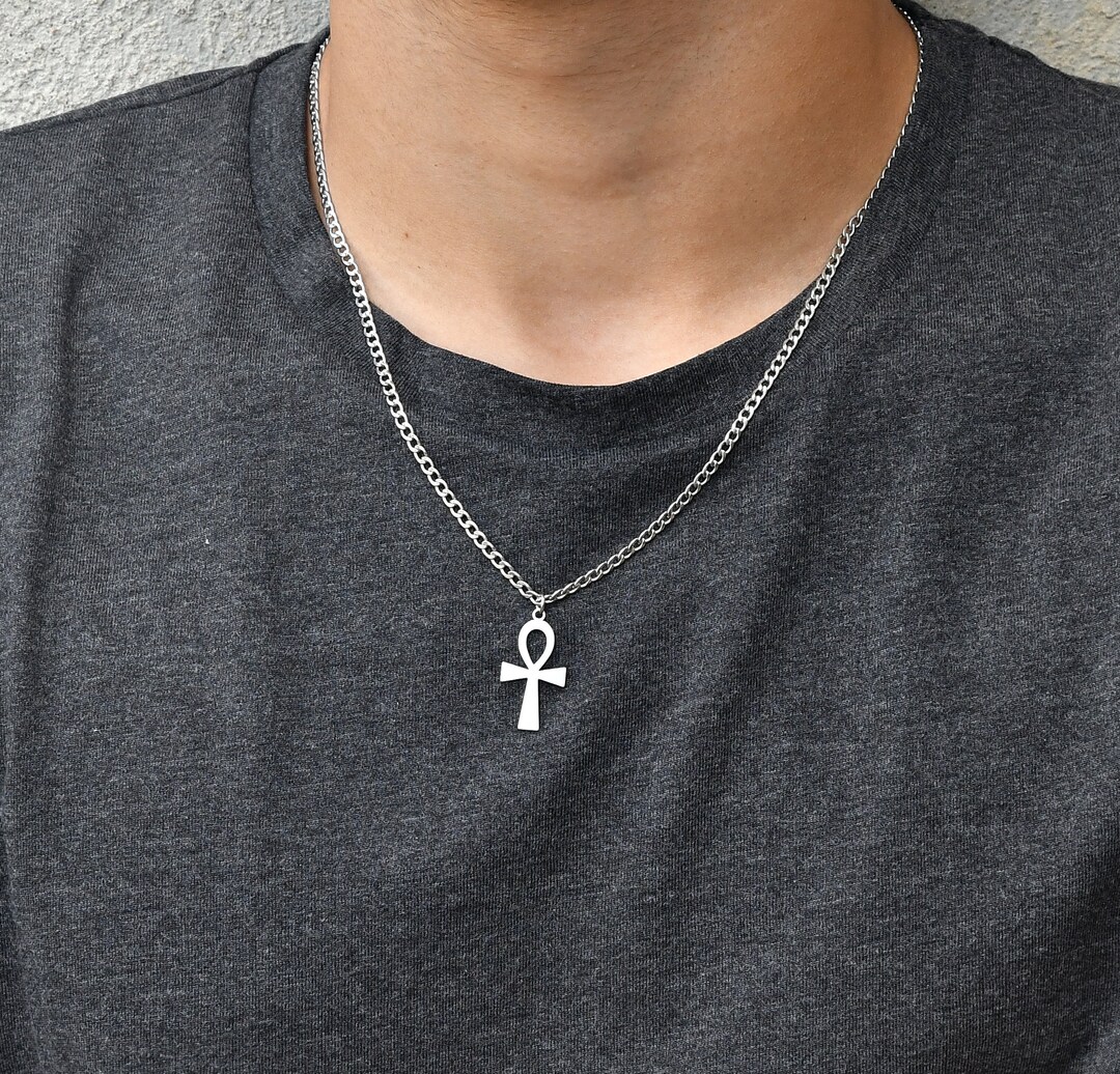 Ankh Cross Men Necklace, Stainless Steel, Non Tarnish, Waterproof, Men ...