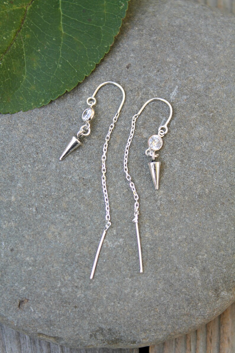 Silver Threader Earring 925 Sterling Silver Threaded Thread - Etsy