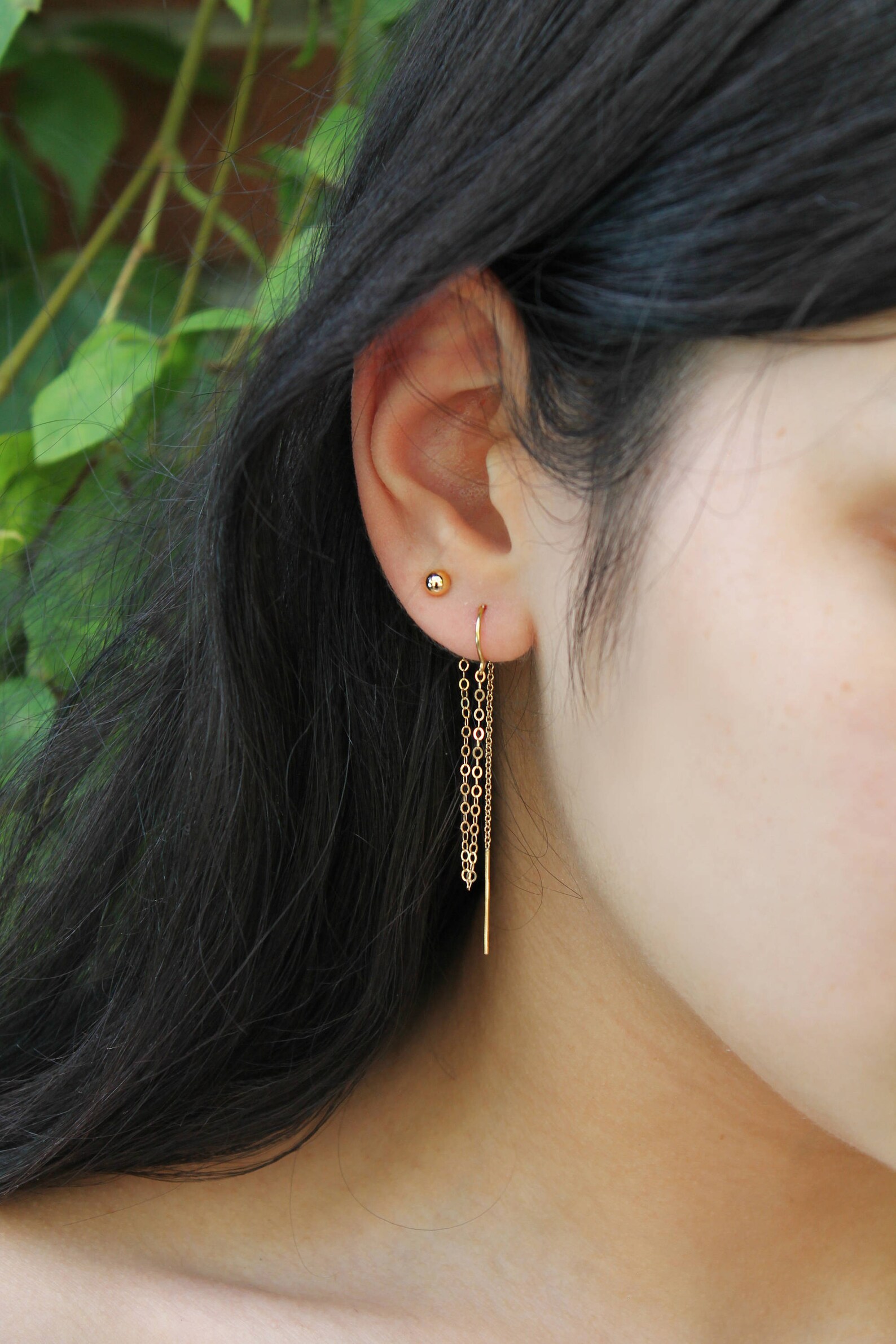 2-piercings Set Threader Earrings 14k Gold Filled Threaded - Etsy Canada