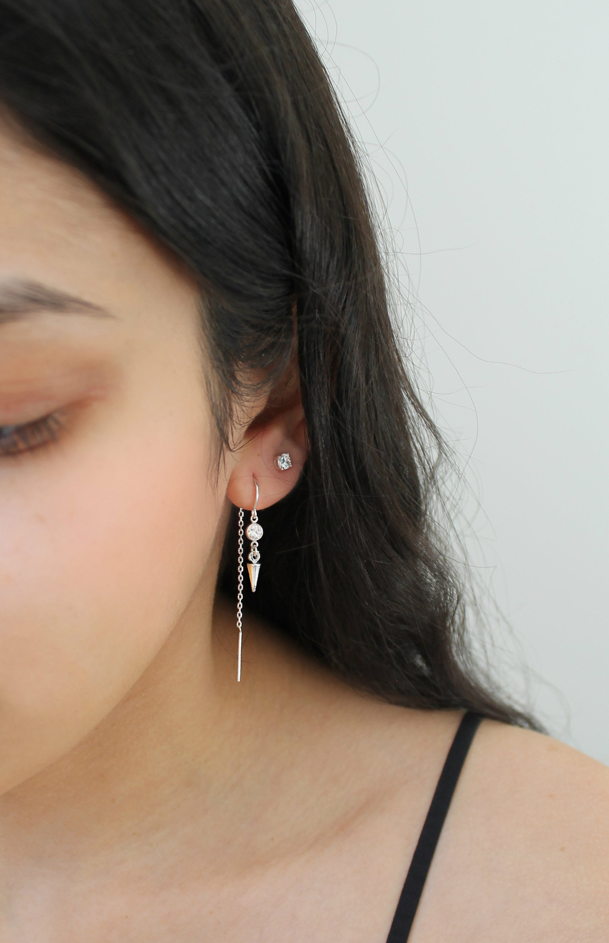 Silver Threader Earring 925 Sterling Silver Threaded Thread - Etsy