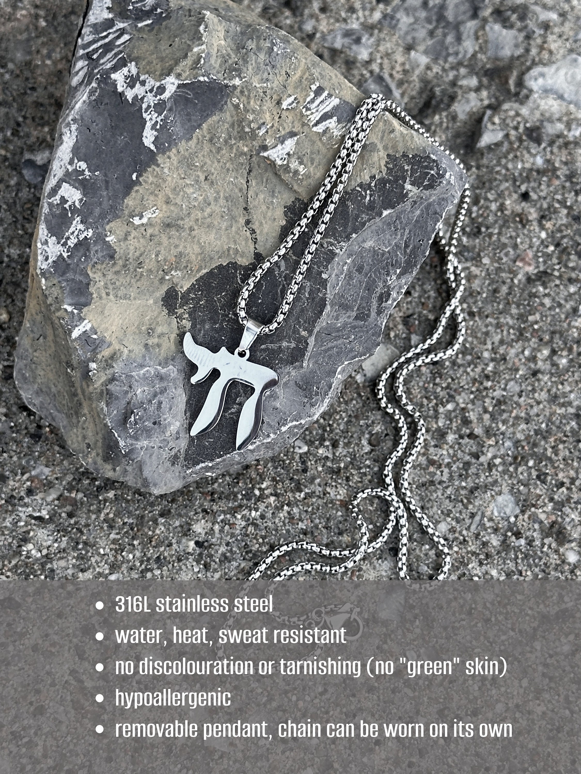 Chai Men Necklace Stainless Steel Non Tarnish Waterproof Hebrew Men s Silver Tone Jewellery Unisex Gift for Him Boyfriend Husband