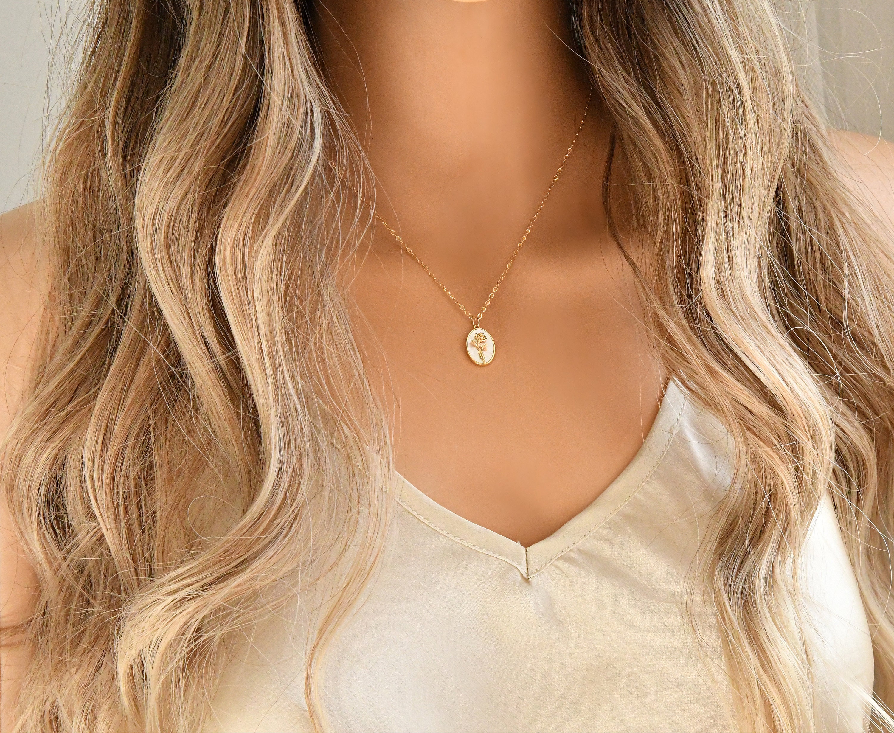 Birth Month Flower Necklace 14k Gold Filled Chain Mother of | Etsy