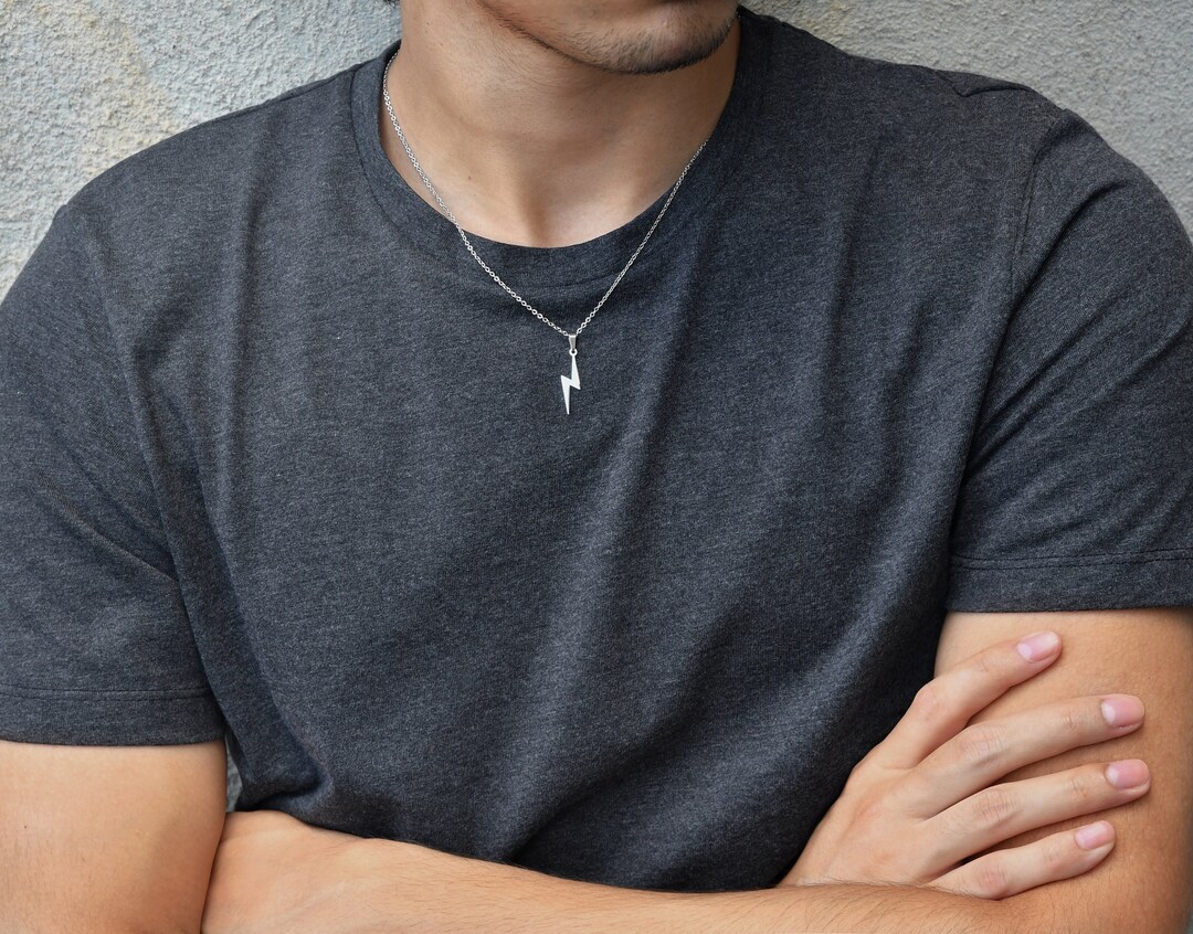Men Lightning Necklace, Lightning Bolt, Stainless Steel, Non Tarnish ...