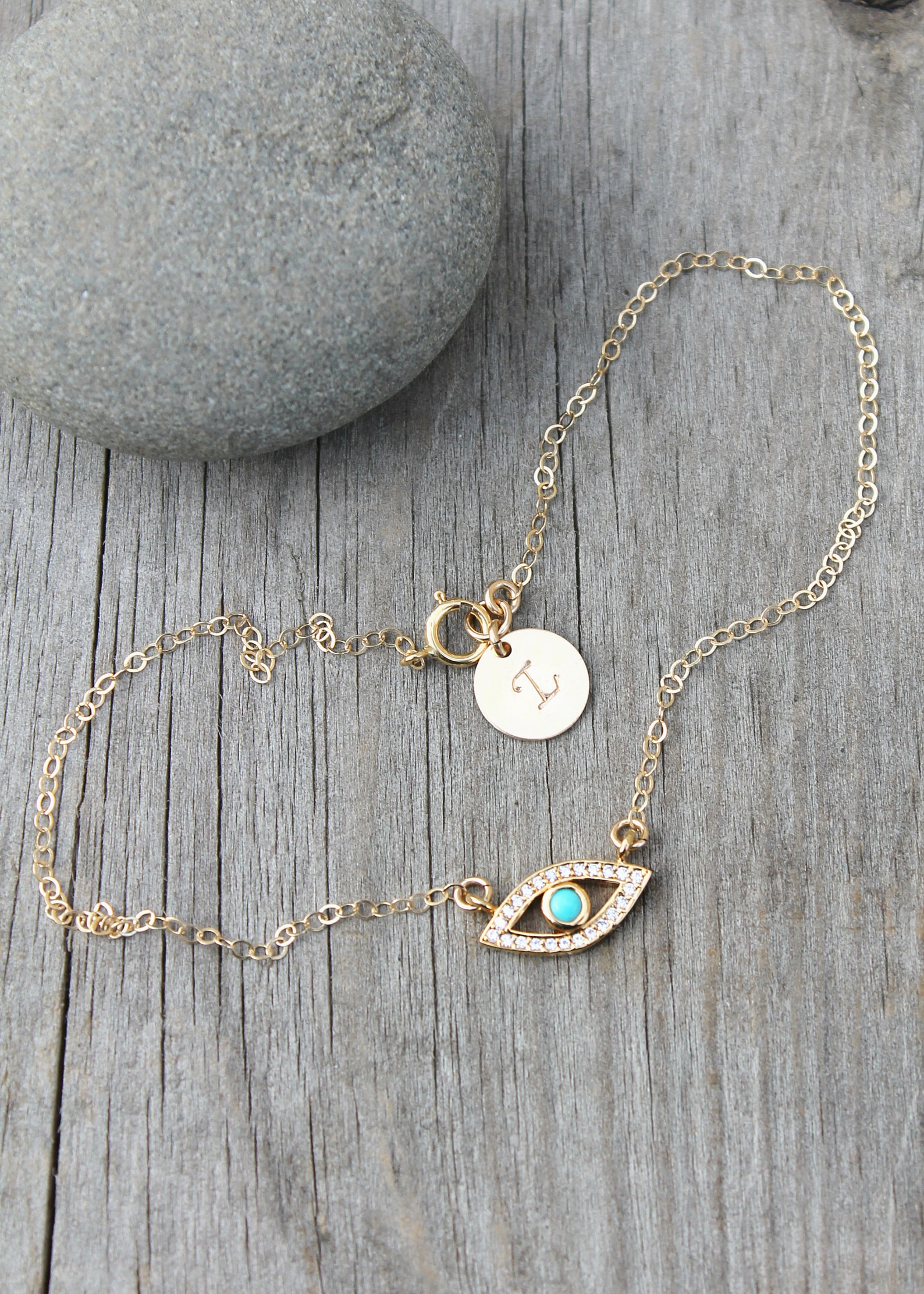 Evil Eye Turquoise ANKLET Eye of Protection 14kt Gold Filled | Etsy