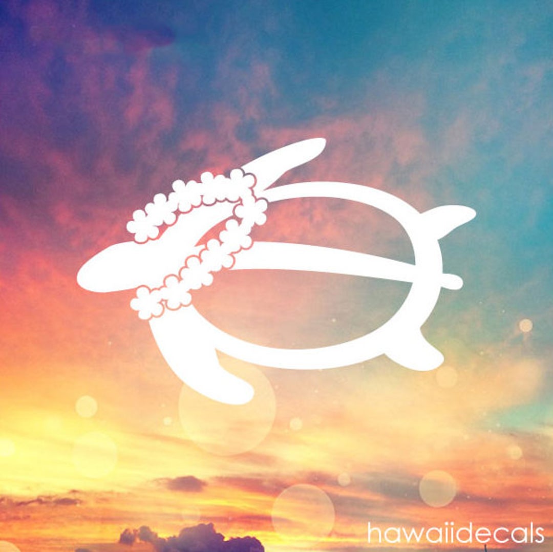 Turtle Sticker - Turtle With Lei Sticker - Hawaii Honu Hawaii Sticker ...