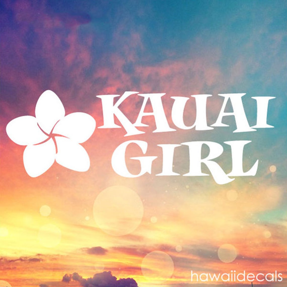 Kauai Girl Vinyl Decal Sticker Hawaii Plumeria Kauai Stickers, Tumbler ...