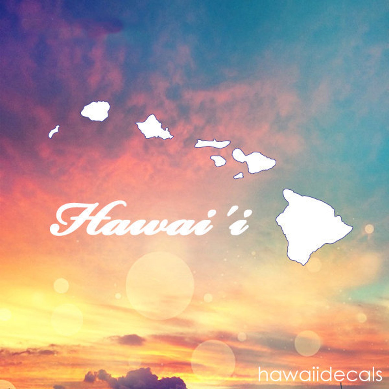 Hawaii Sticker Hawaii Decal Hawaii Island Chain Vinyl Decal Etsy