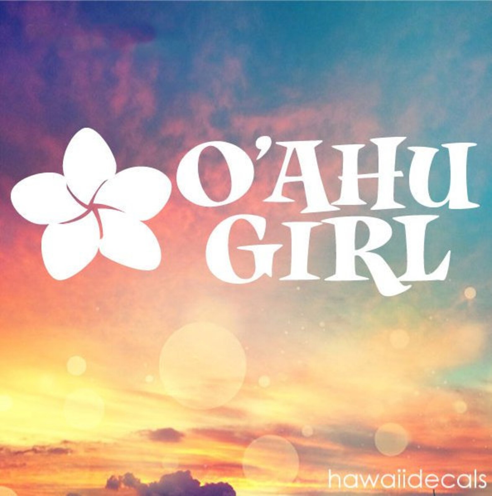 Oahu Girl Vinyl Decal Sticker - Hawaii Plumeria Stickers, Tumbler Cup ...