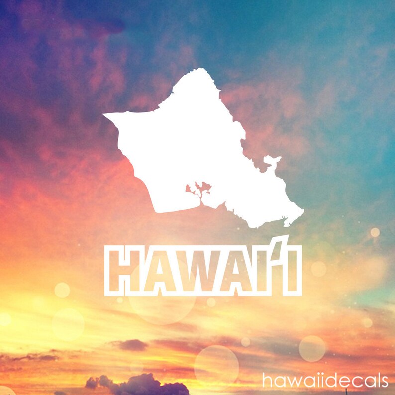 Oahu With Hawaii Vinyl Decal Sticker Hawaii Hawaiian - Etsy