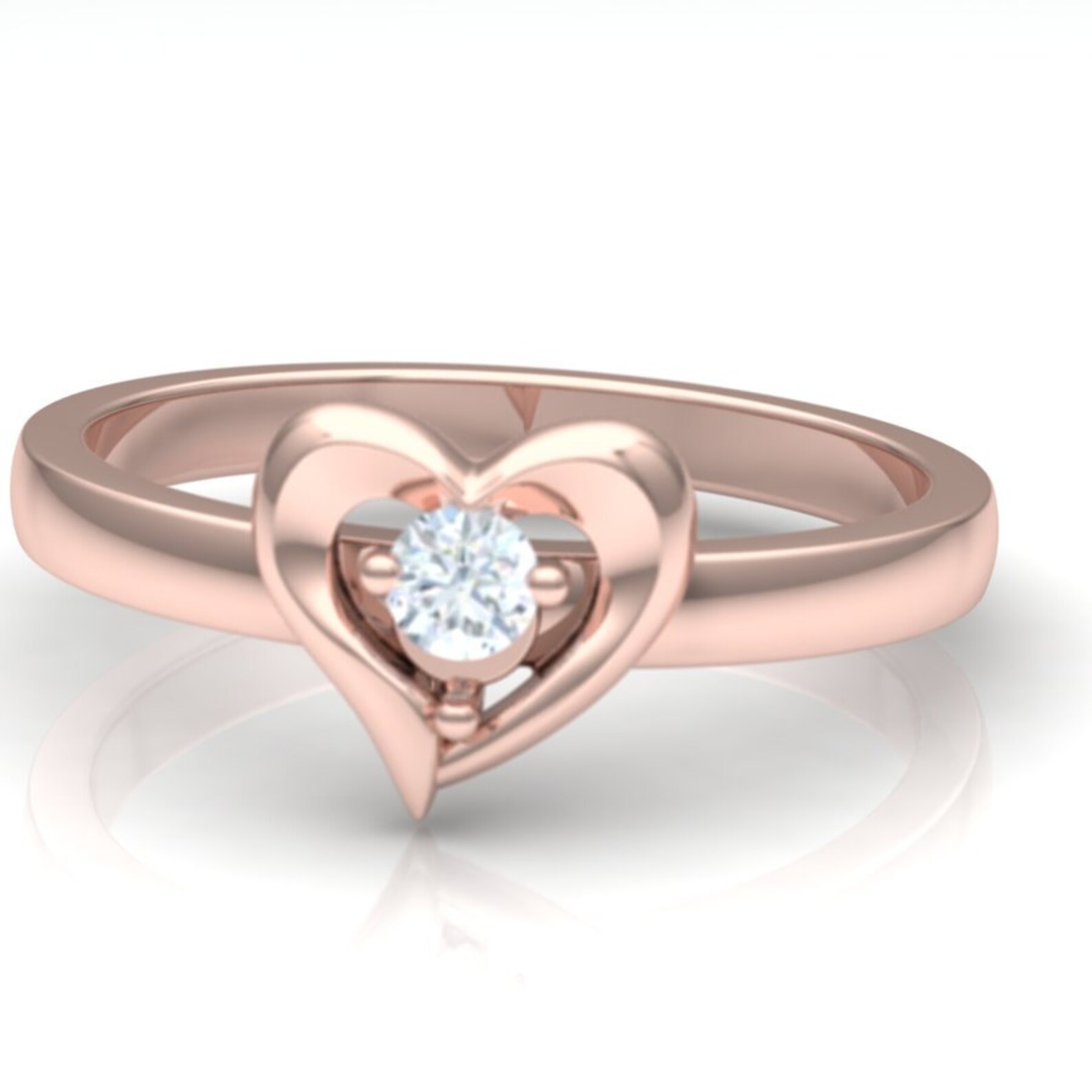 14K Solid Gold Cute Individual Heart Ring With Choice of - Etsy