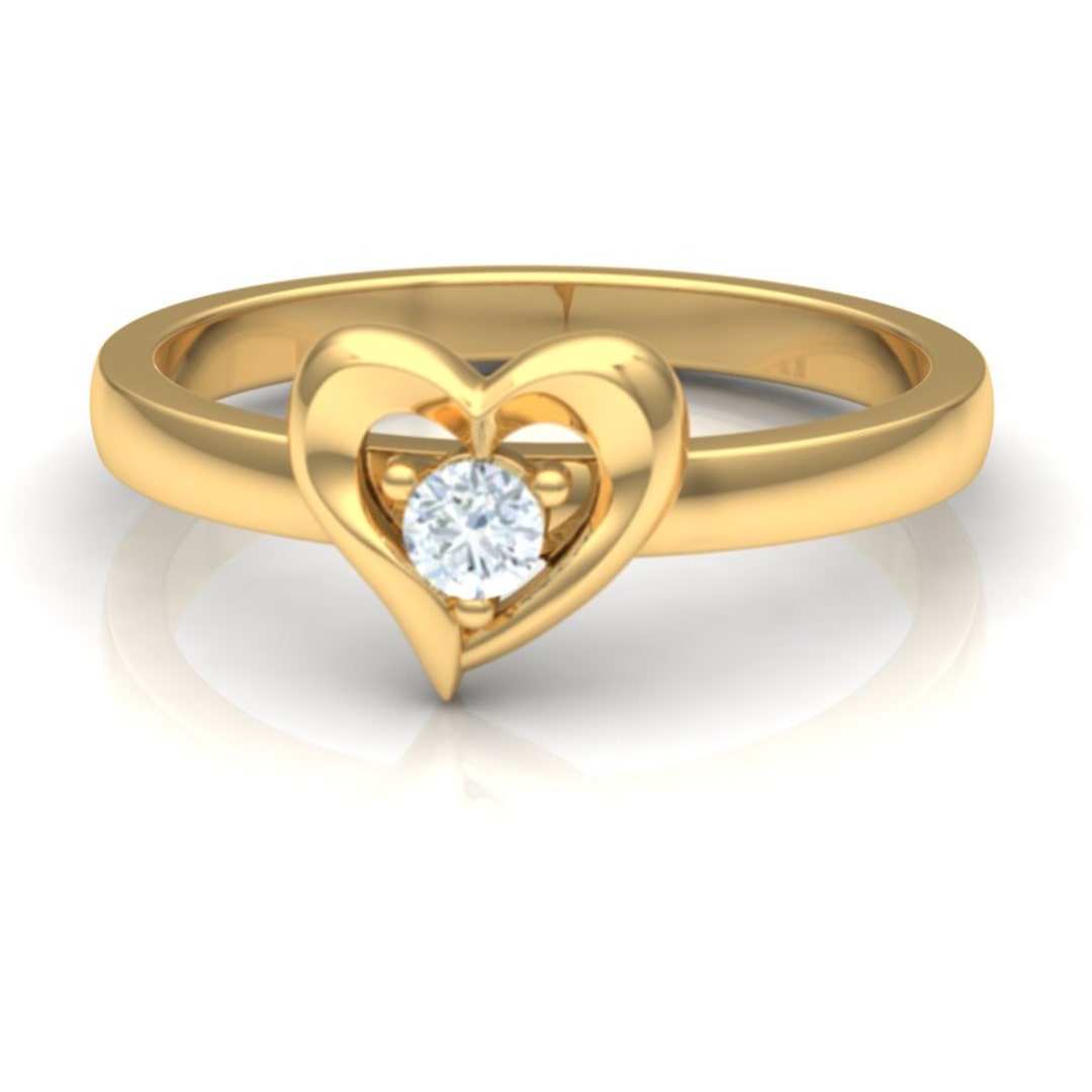 14K Solid Gold Cute Individual Heart Ring With Choice of - Etsy
