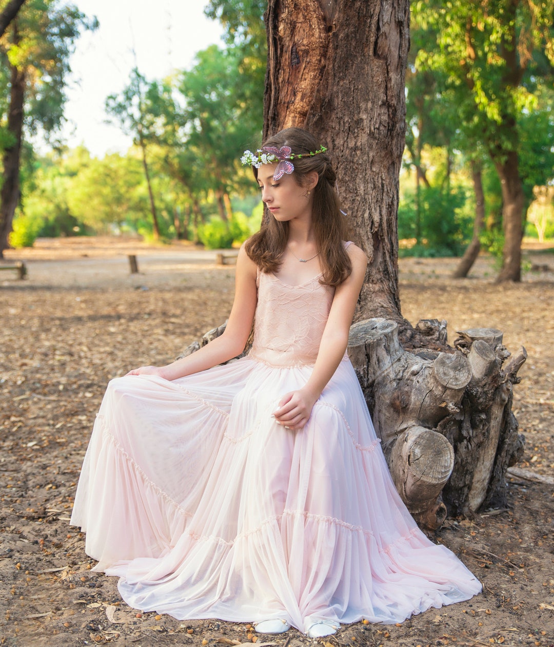 Blush Pink Boho-chic Flower Girl Dress Junior Bridesmaid - Etsy