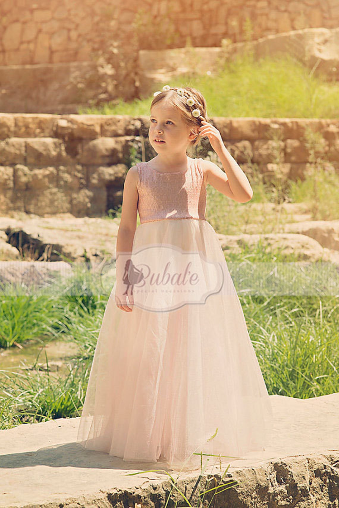 Flower Girl Dress Blush Pink Sequin Flower Girl Dress With Etsy