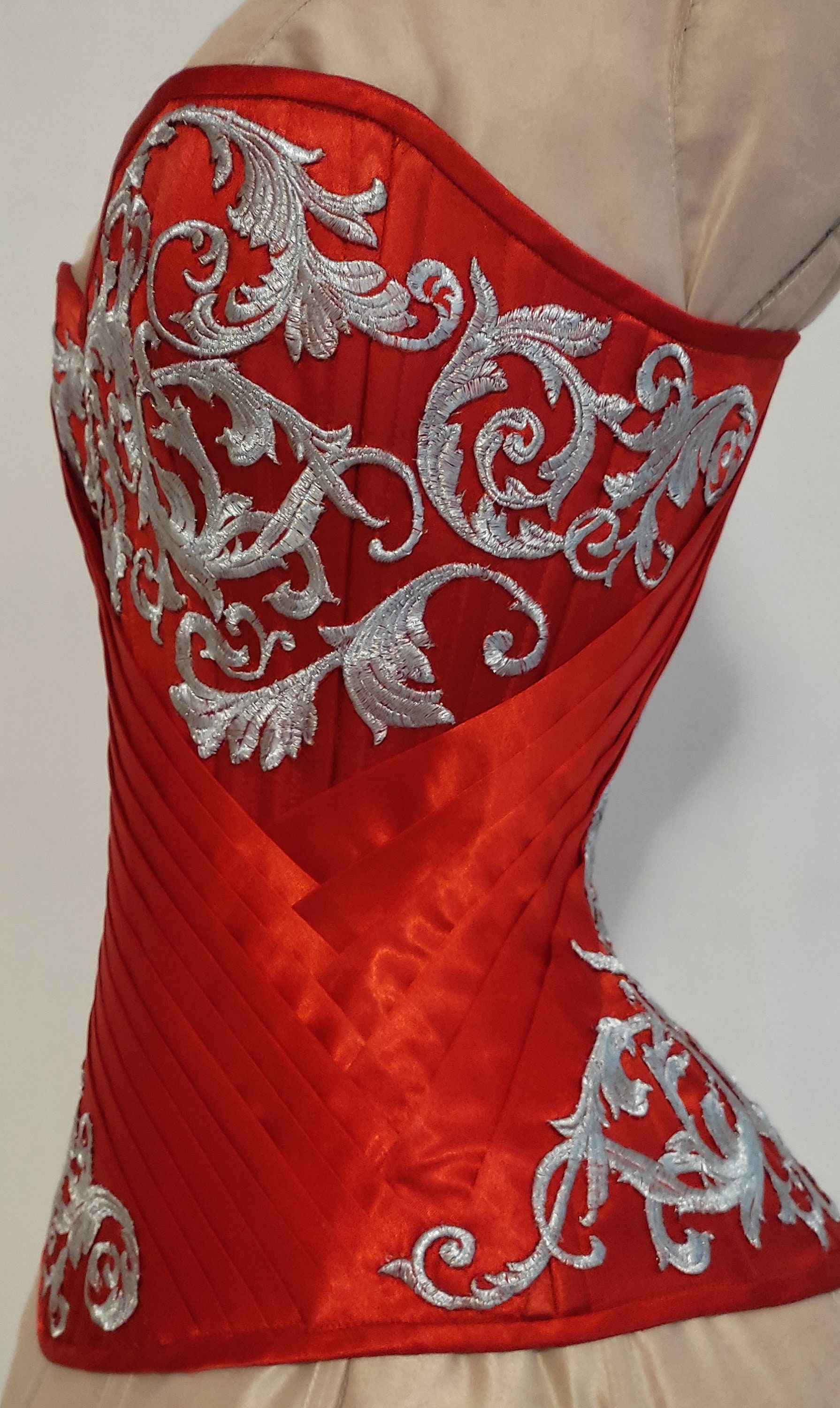 Red Satin Corset - Etsy