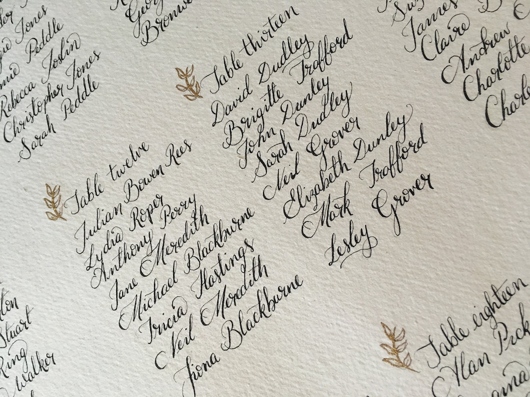 Calligraphy Table Plan on Cotton Paper - Etsy