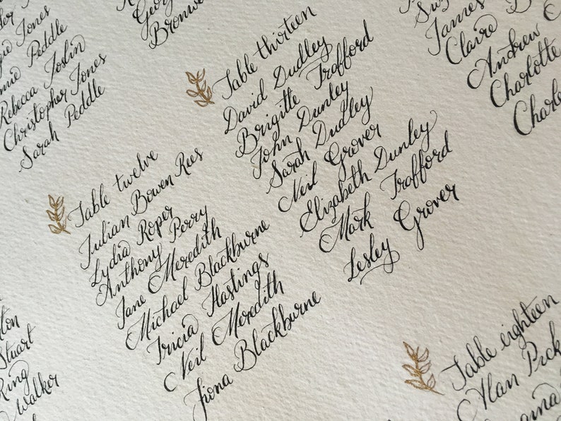 Calligraphy Table Plan on Cotton Paper - Etsy