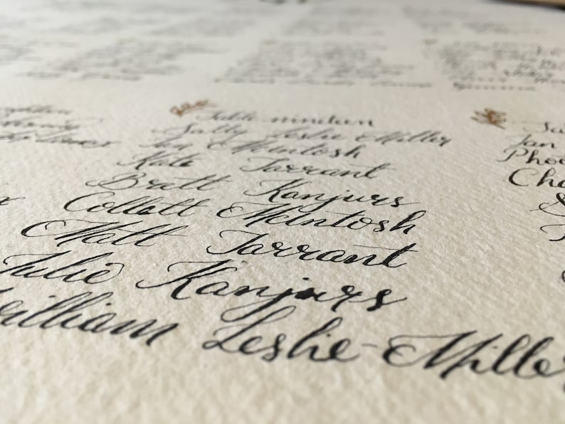 Calligraphy Table Plan on Cotton Paper - Etsy
