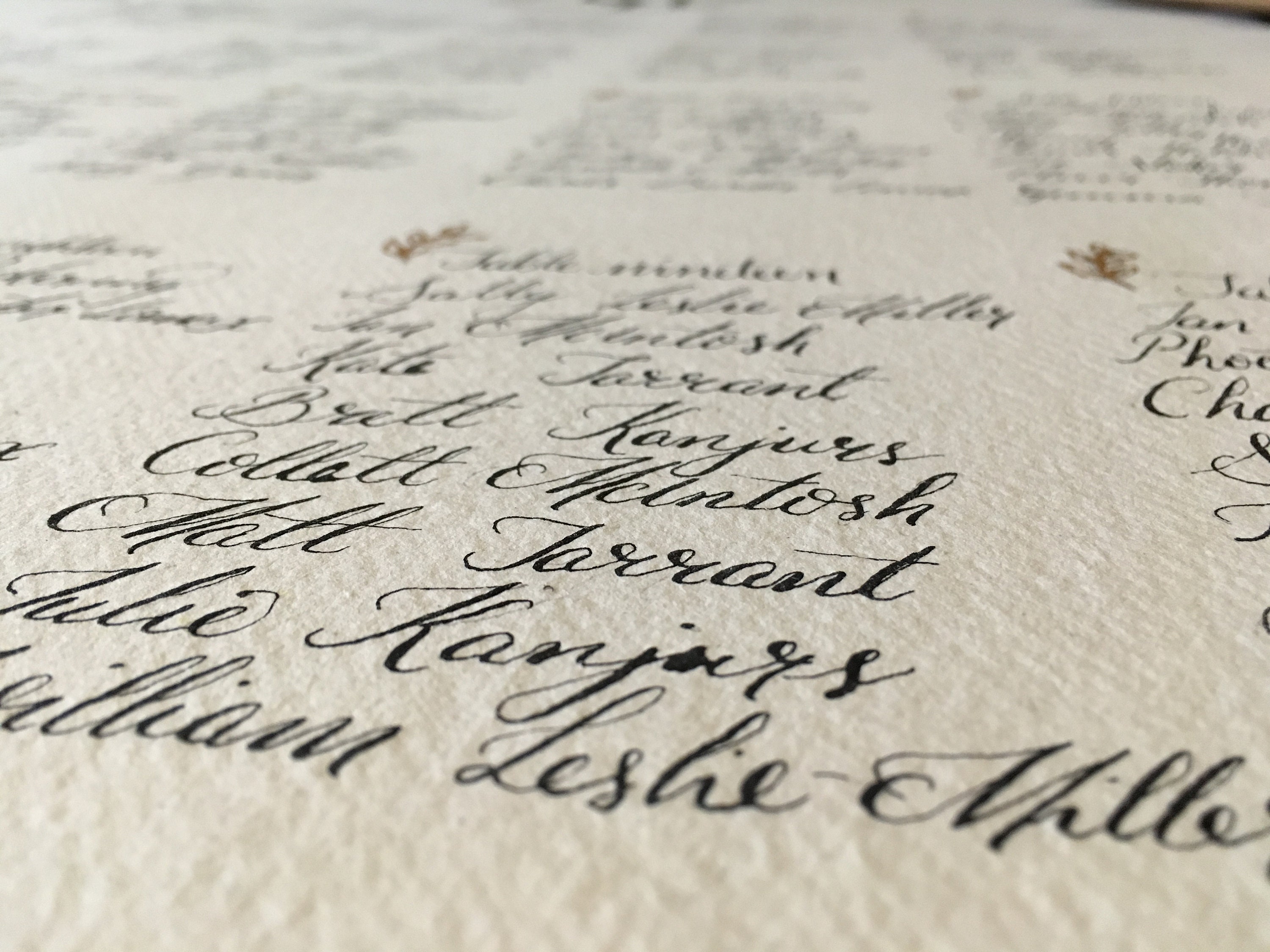Calligraphy Table Plan on Cotton Paper - Etsy