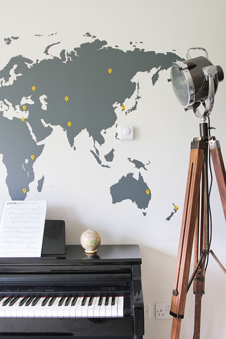 Large WORLD MAP Vinyl Decal Wall Sticker 210cm X 120cm/7ft X - Etsy