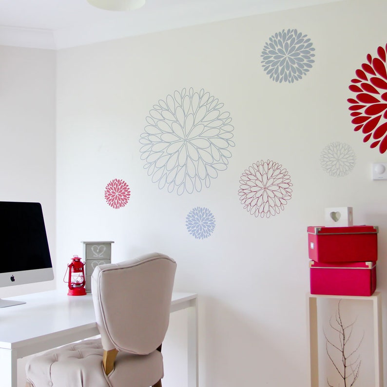6 ABSTRACT FLOWERS Vinyl Wall Sticker - Etsy