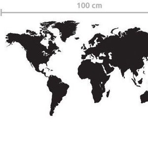 Small WORLD MAP Vinyl Wall Decal Sticker Easy Install 100 X 60 Cm / 39 ...