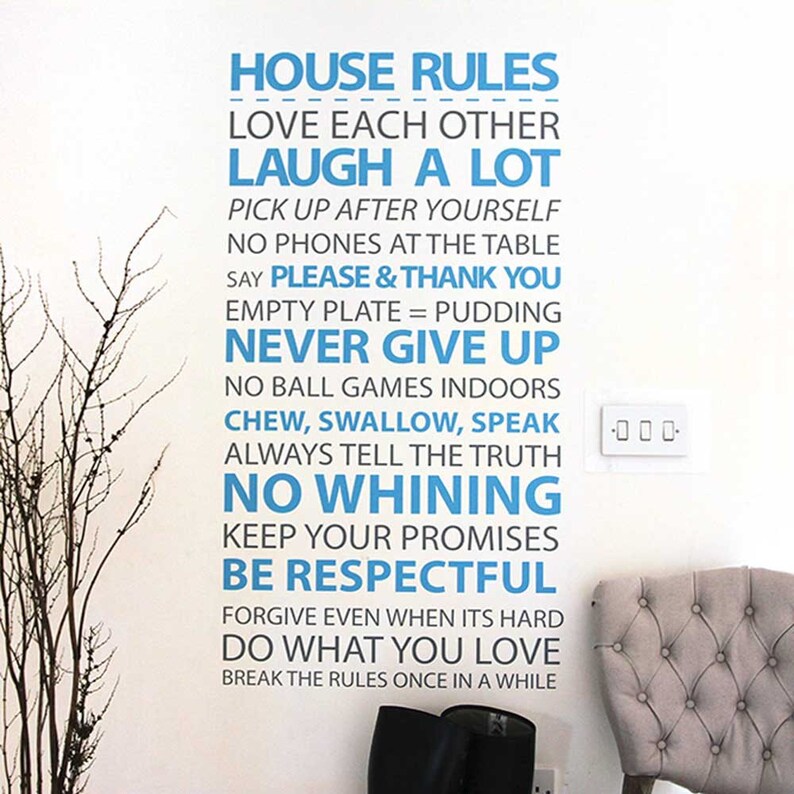 HOUSE RULES Decor Decal for the Perfect Family and Home 75cm - Etsy