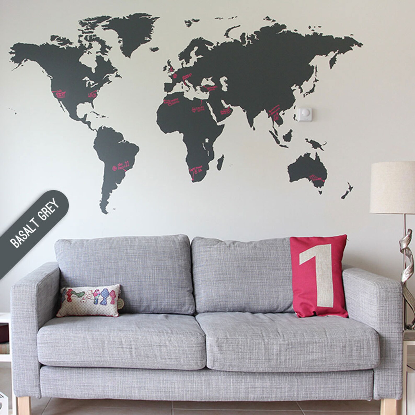 Map Large World Map Sticker Vinyl Wall Sticker Sticker - Etsy