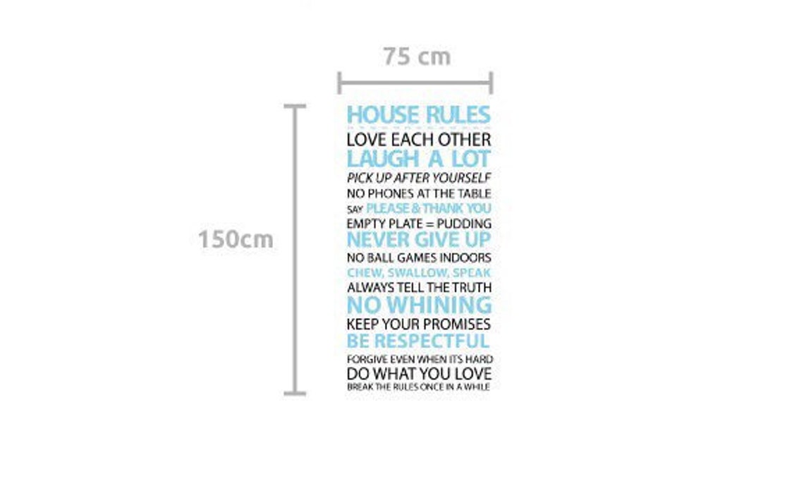 HOUSE RULES Decor Decal for the Perfect Family and Home 75cm - Etsy