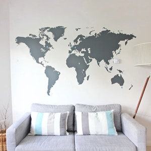 Small WORLD MAP Vinyl Wall Decal Sticker Easy Install 100 X 60 Cm / 39 ...