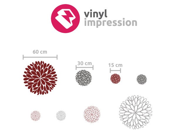 6 Abstract Flowers Vinyl Wall Sticker | Etsy