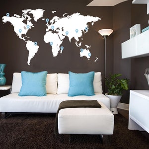 Small WORLD MAP Vinyl Wall Decal Sticker Easy Install 100 X 60 Cm / 39 ...