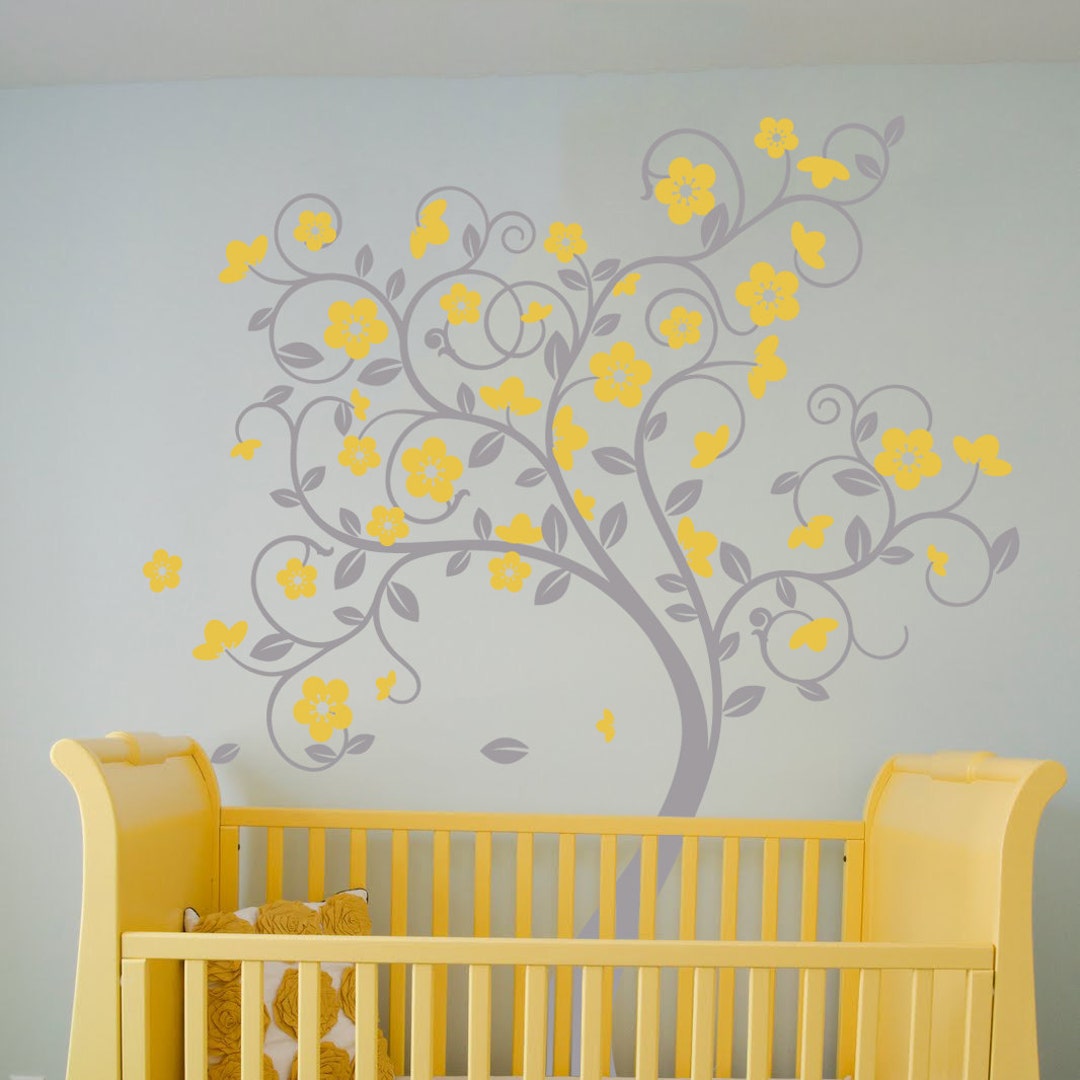 SWIRLY TREE VINYL Wall Sticker Life Size. Beautiful Bespoke Tree Decal ...