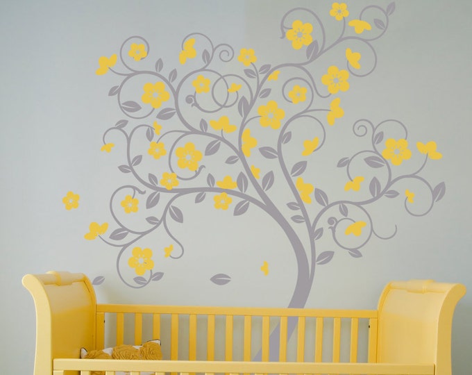 Swirly Tree Vinyl Wall Sticker Life Size. Beautiful Bespoke - Etsy