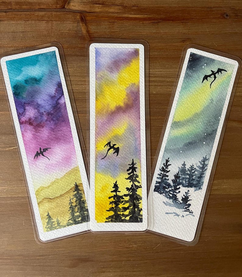 DRAGON STORM PACK Handmade Watercolor Bookmarks, Artisanal Process ...