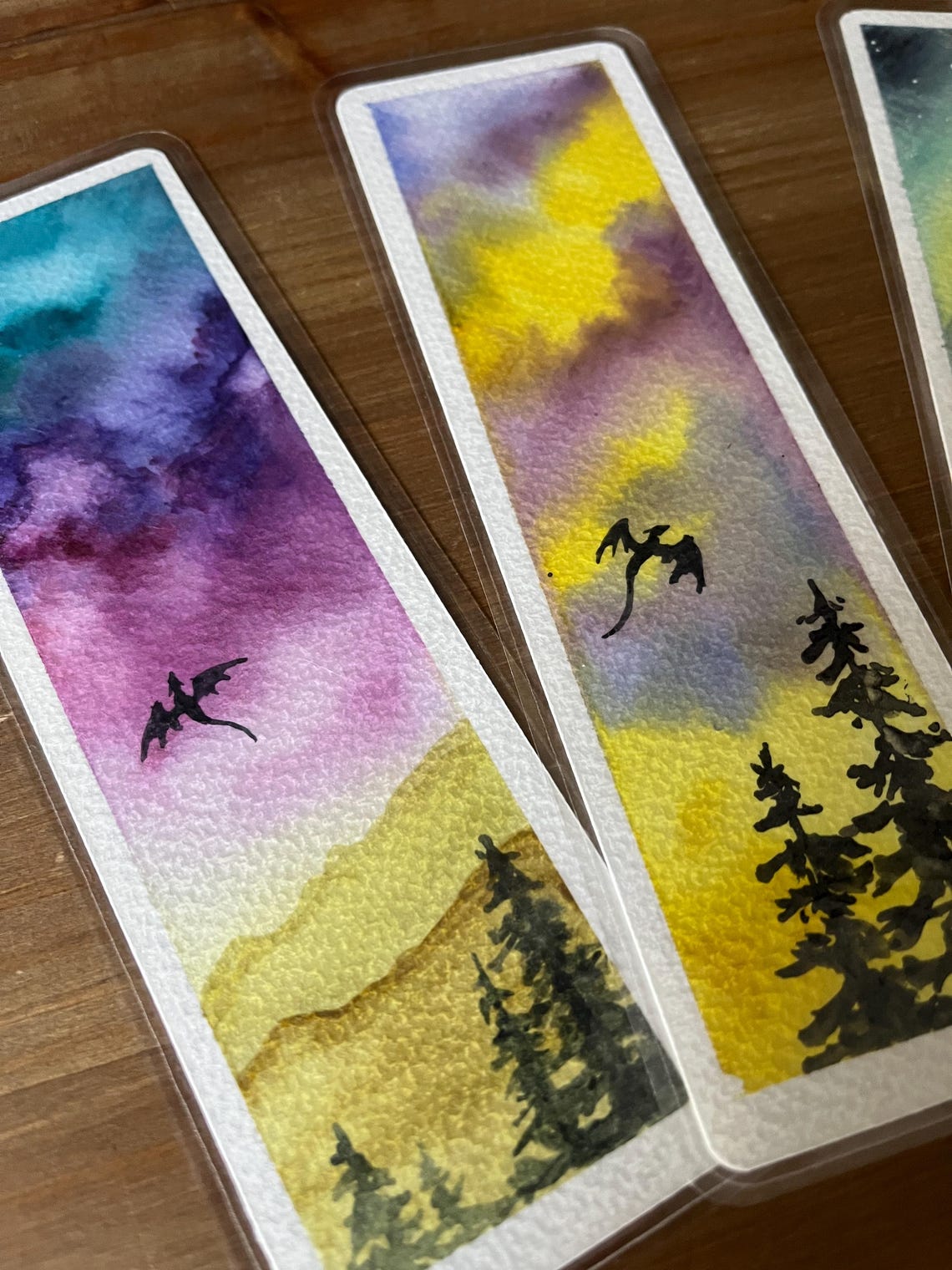 DRAGON STORM PACK Handmade Watercolor Bookmarks, Artisanal Process ...