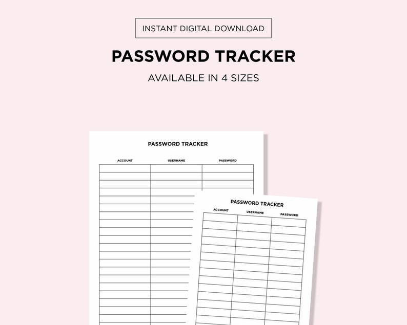 Password Tracker Printable PDF Digital Download password - Etsy