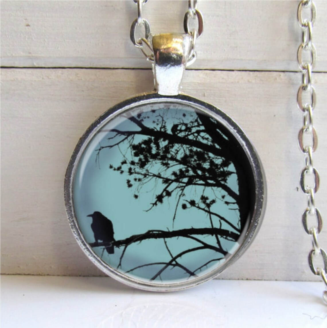 Raven in Tree Art Pendant, Photo Pendant, Raven Necklace - Etsy