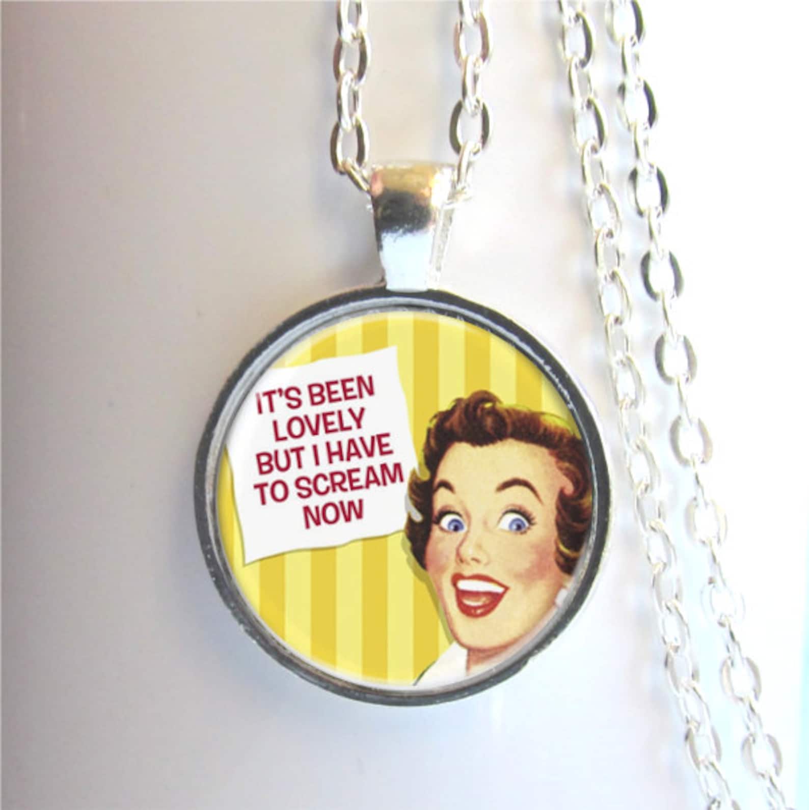 Funny Retro Pendant Retro Kitch Retro Jewelry Scream Now - Etsy