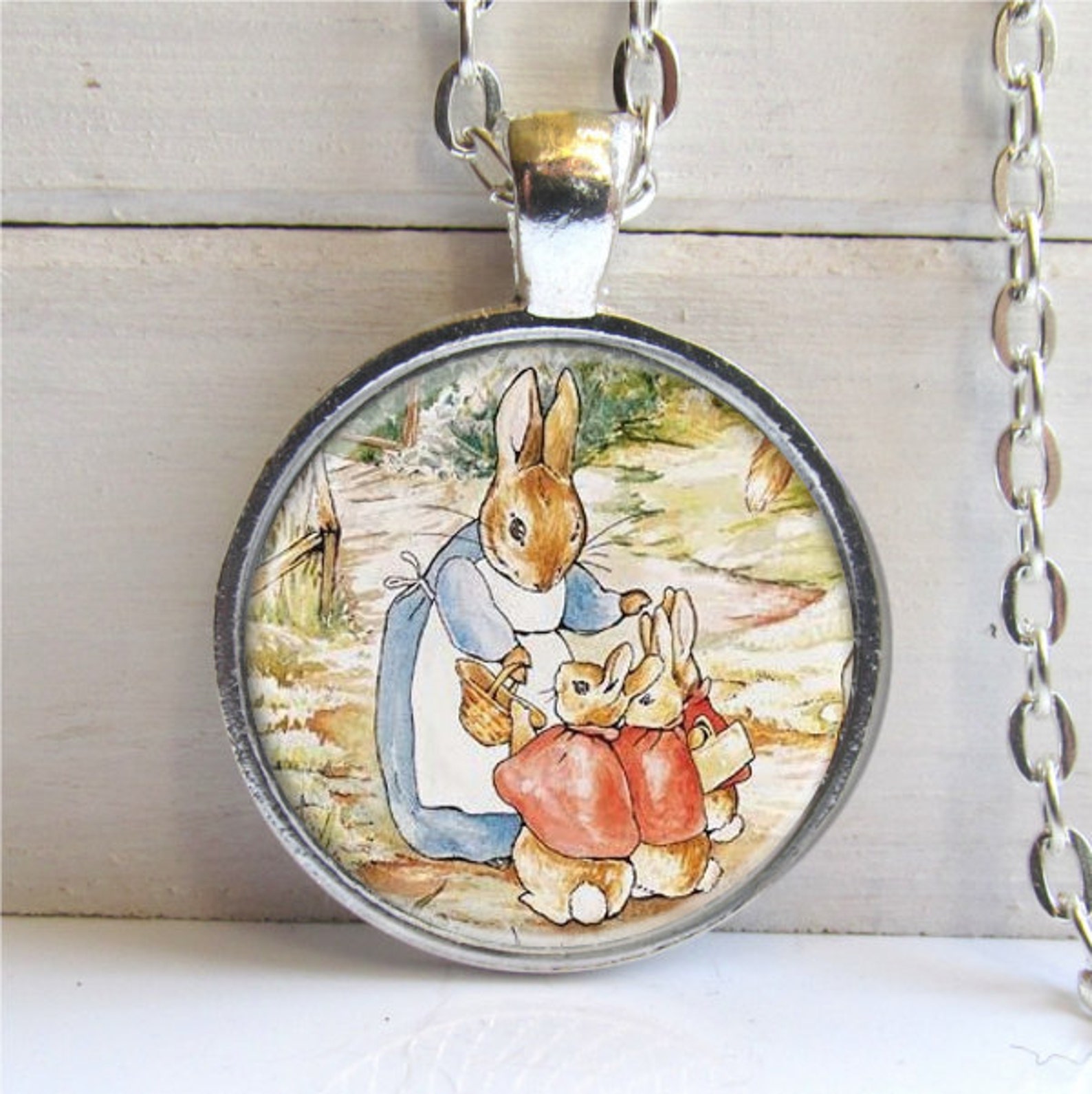Peter Rabbit Pendant Bunny Family Pendant Bunny Necklace | Etsy