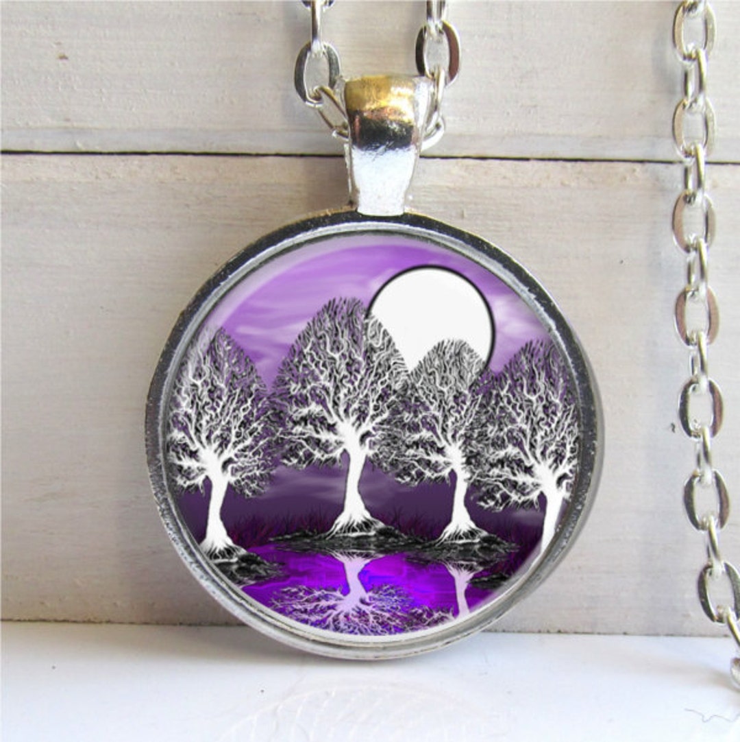 Tree Pendant, Forest Necklace, Purple Jewelry - Etsy