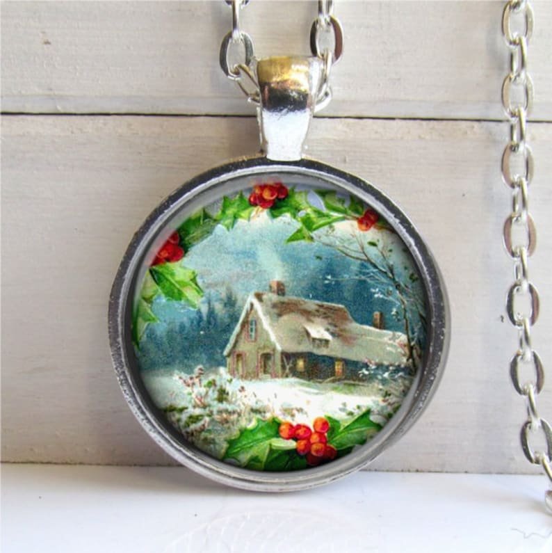 Christmas Necklace Holiday Jewelry Country Christmas Pendant - Etsy